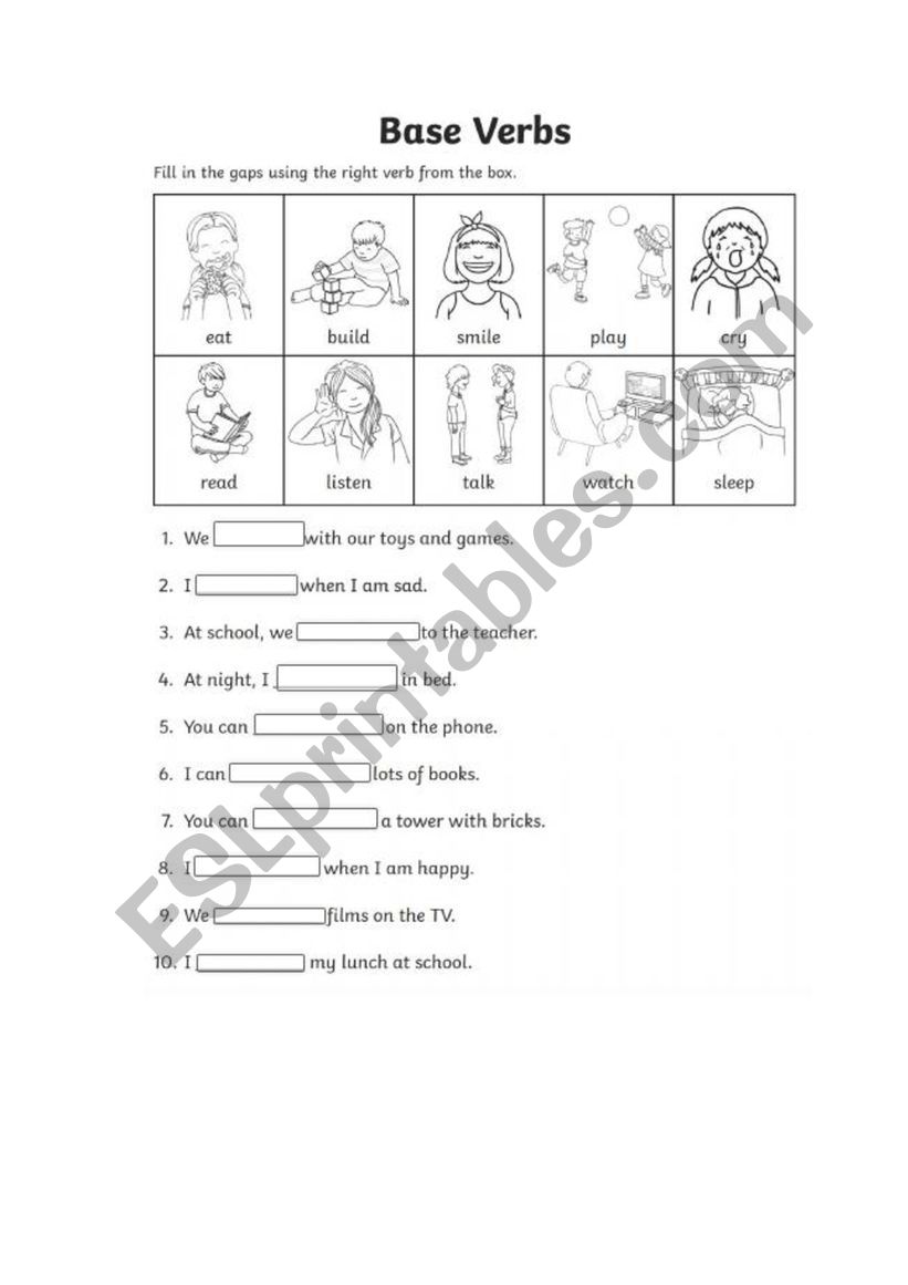 Classroom verbs - ESL worksheet by Gabyanan