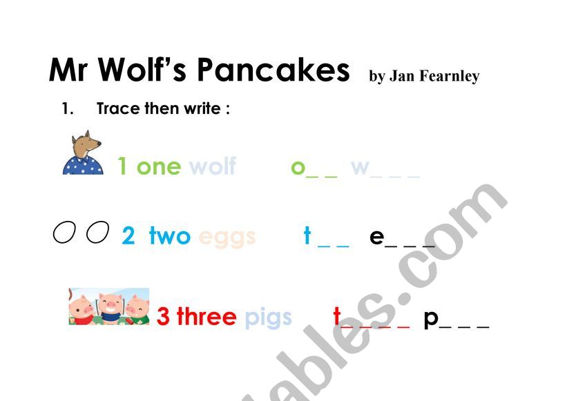 Mr Wolfï¿½s pancakes spelling and word recognition worksheet - ESL ...