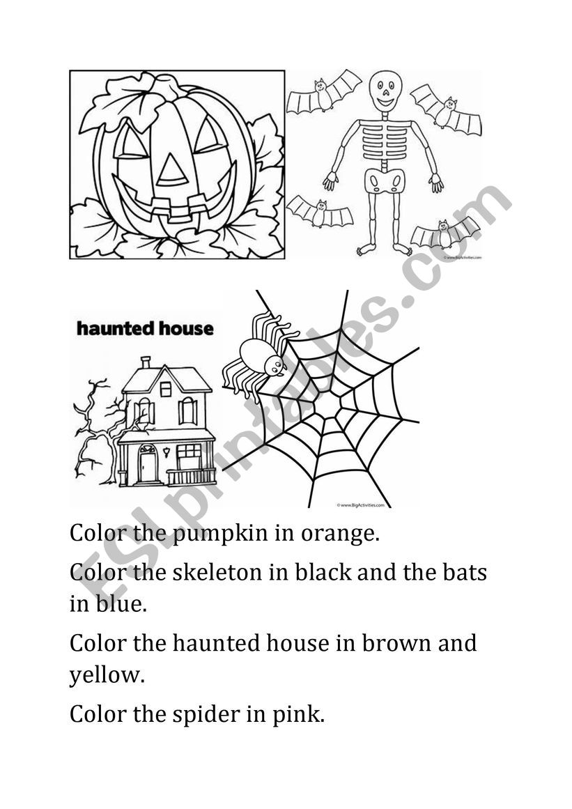 Halloween coloring - ESL worksheet by beckeryohane