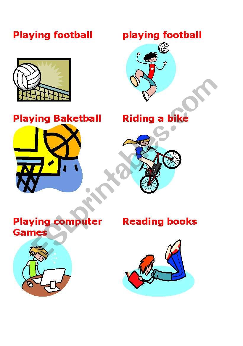 Activities: I love/like/don´t like playing football - ESL worksheet by ...