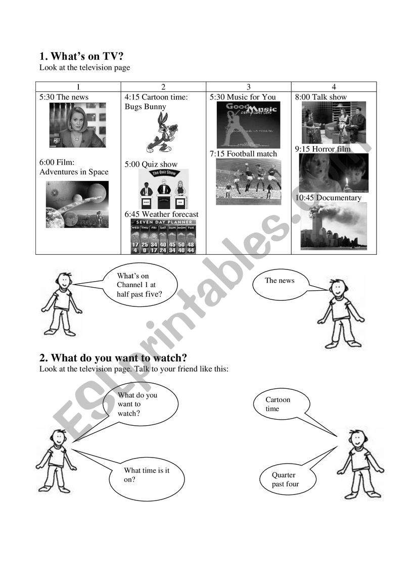 What´s on TV? - ESL worksheet by Iulia C