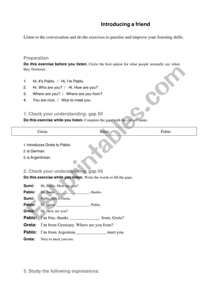 Introducing a Friend - ESL worksheet by iks212 Introducing a Friend - ESL worksheet by iks212