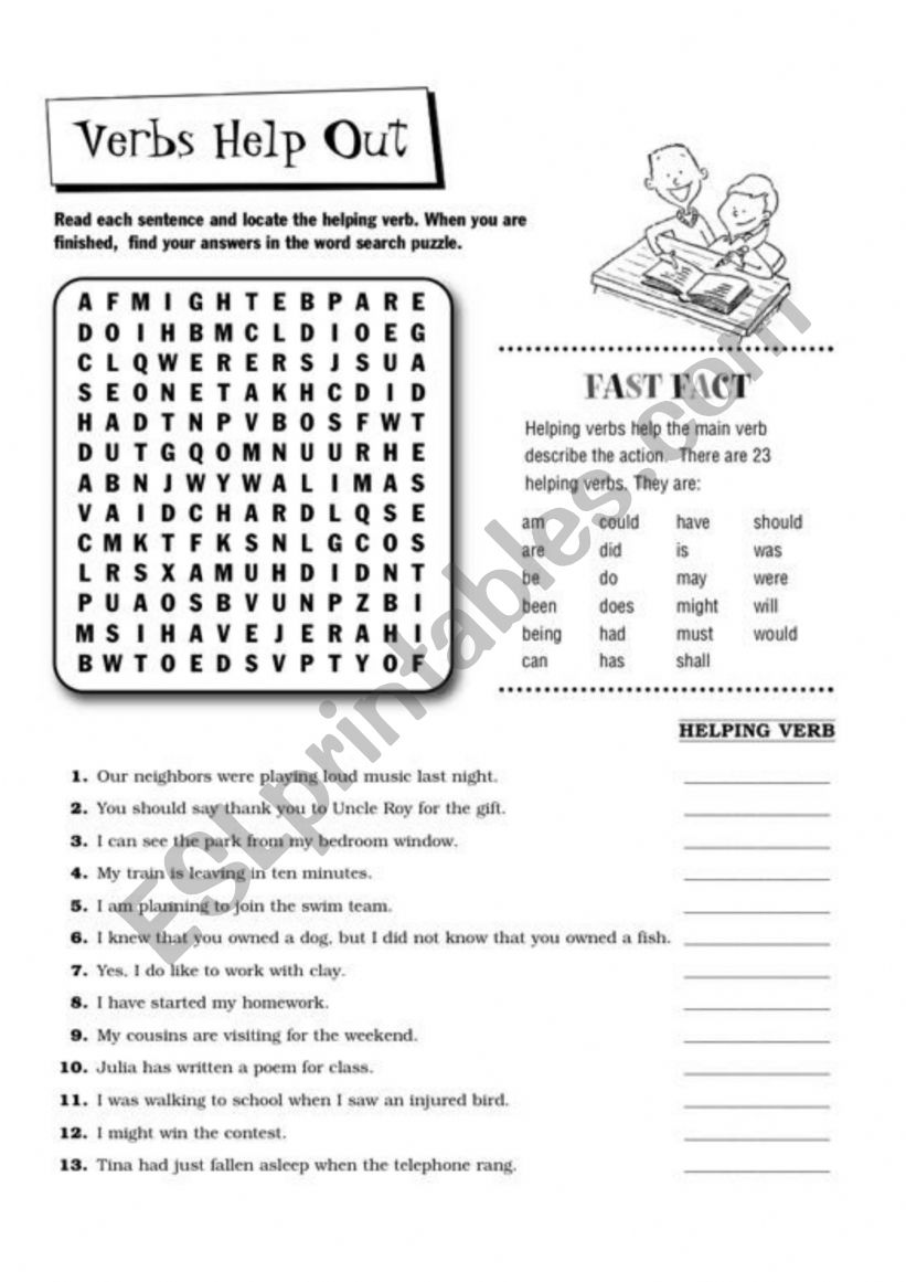 helping verb - ESL worksheet by rowanseo