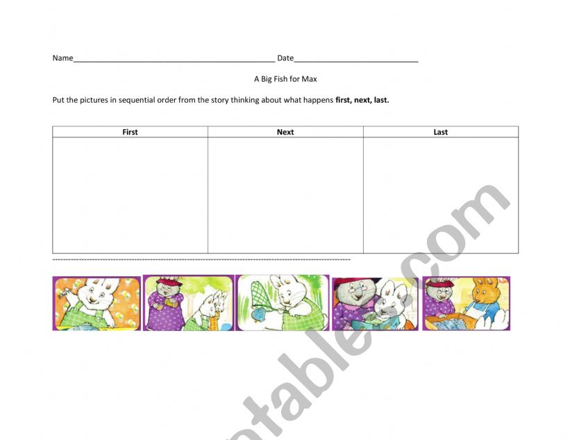 English worksheets: Sequencing
