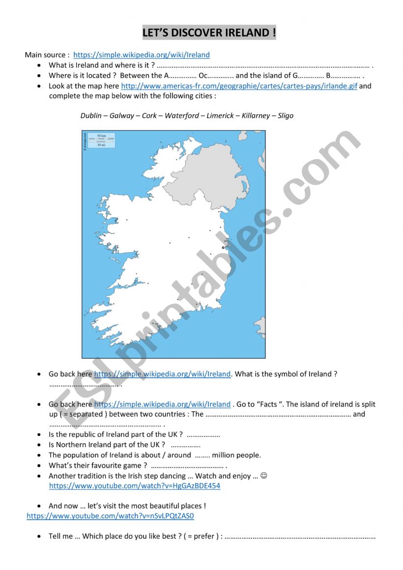 Webquest Let´s discover Ireland - ESL worksheet by griotine13