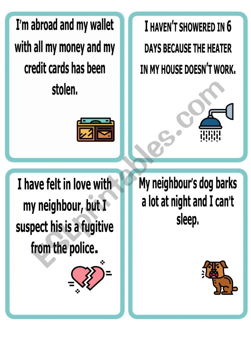 Whatï¿½s my problem? - ESL worksheet by mariaesther.lopez5