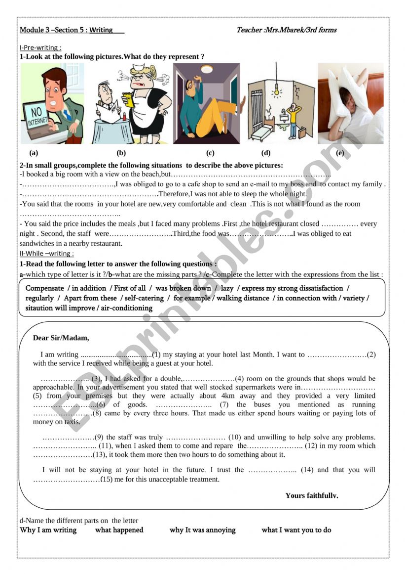 Module 3 section 5 writing - ESL worksheet by noursen Module 3 section 5 writing - ESL worksheet by noursen