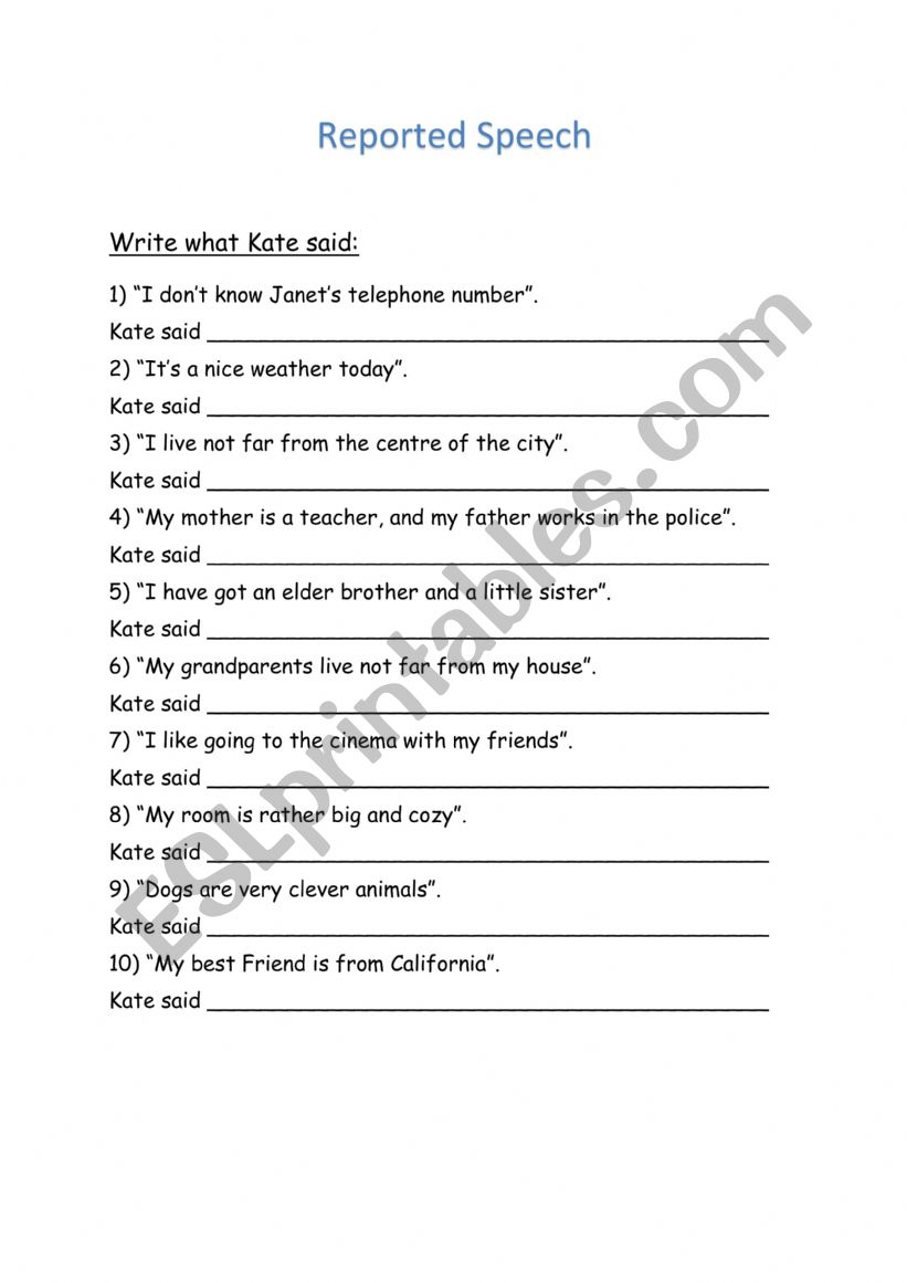 Reported Speech Present Simple Esl Worksheet By P Abranches | The Best ... Reported Speech Present Simple Esl Worksheet By P Abranches | The Best ...