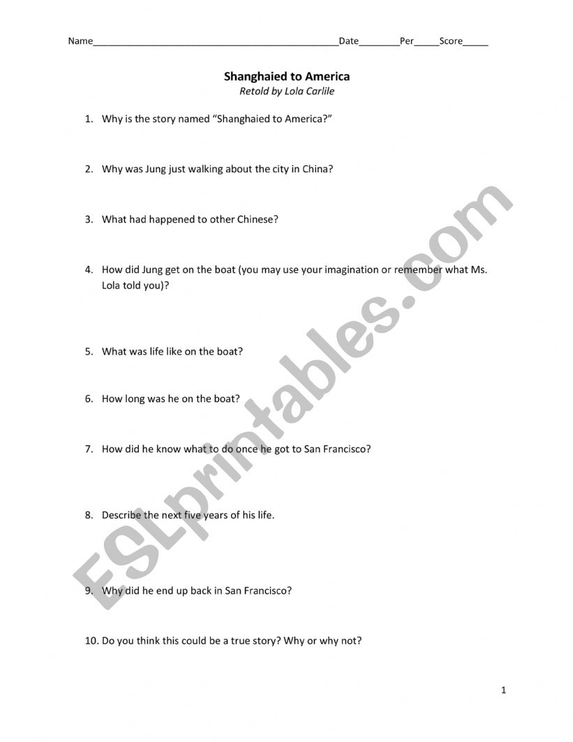 English worksheets: Shanghaied