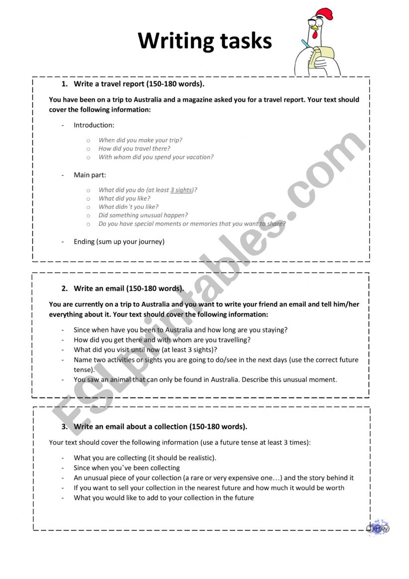 Writing Tasks - ESL worksheet by joannchen89 Writing Tasks - ESL worksheet by joannchen89