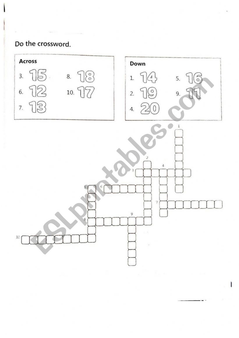 Numbers Crossword From 11 To 20 ESL Worksheet By Maggiefil numbers-crossword-from-11-to-20-esl-worksheet-by-maggiefil