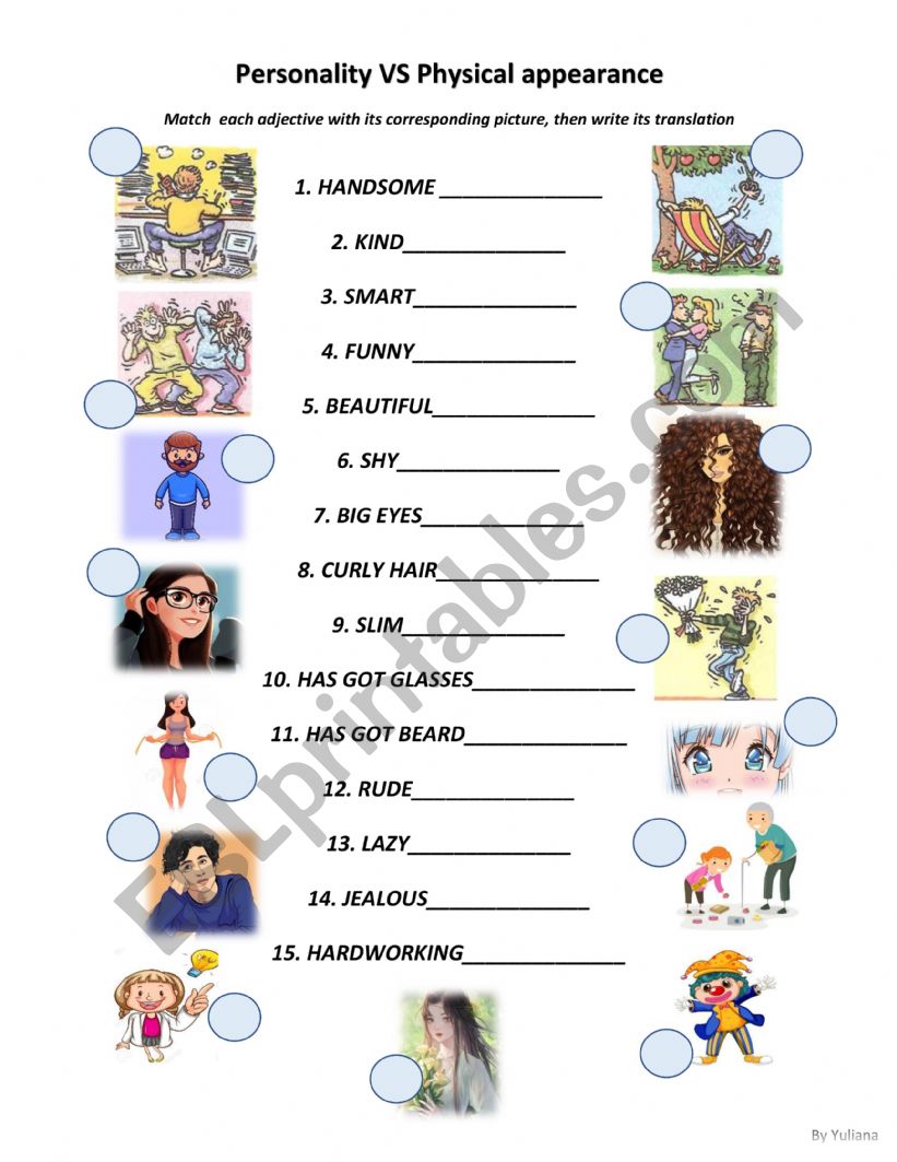 PERSONALITY VS PHYSICAL APPERANCE-VERSIÓN CORREGIDA - ESL worksheet by ...