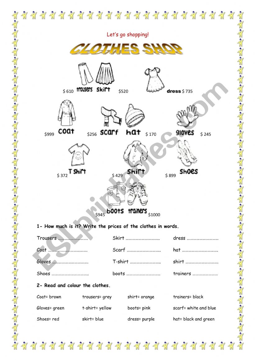 Letï¿½s go shopping - ESL worksheet by december012