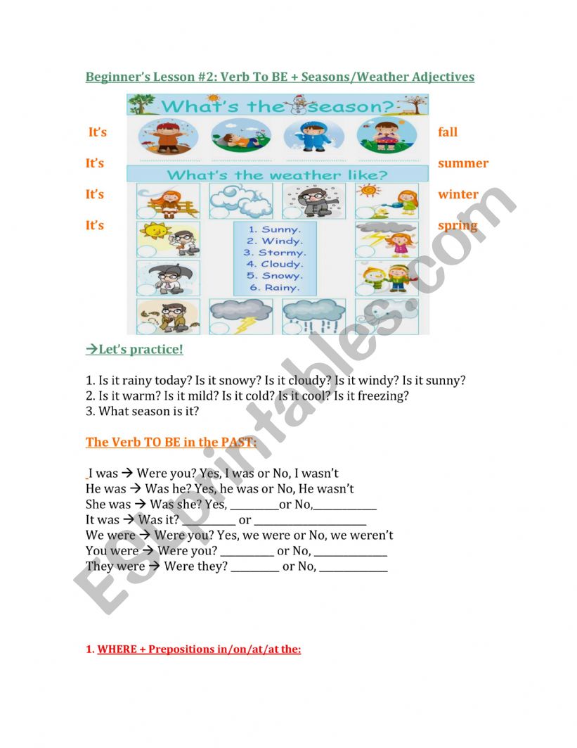 Beginnerï¿½s Worksheet - ESL worksheet by Alina83