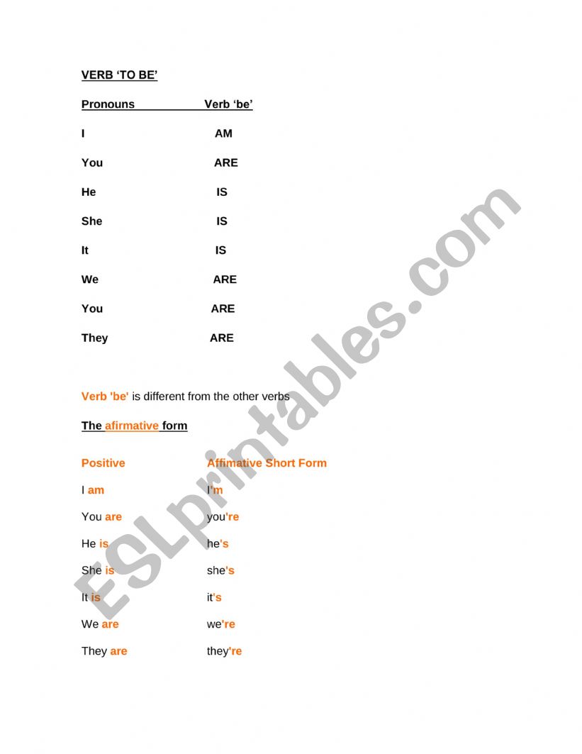 Verb ï¿½to beï¿½ thetory section - ESL worksheet by LuliMaria
