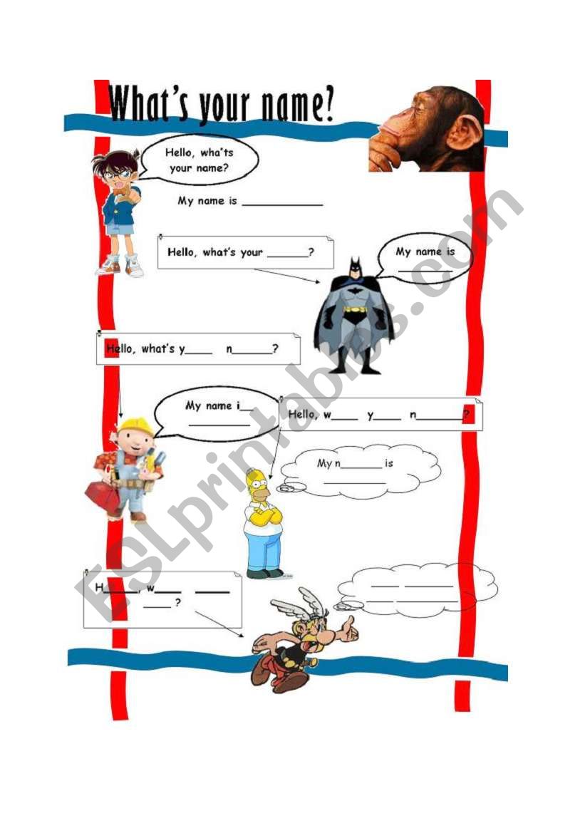 What´s your name? - ESL worksheet by gvinyals