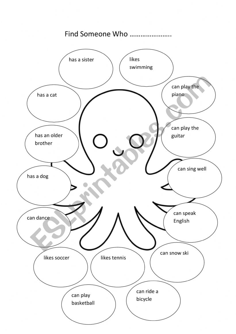English worksheets: Find Someone Who
