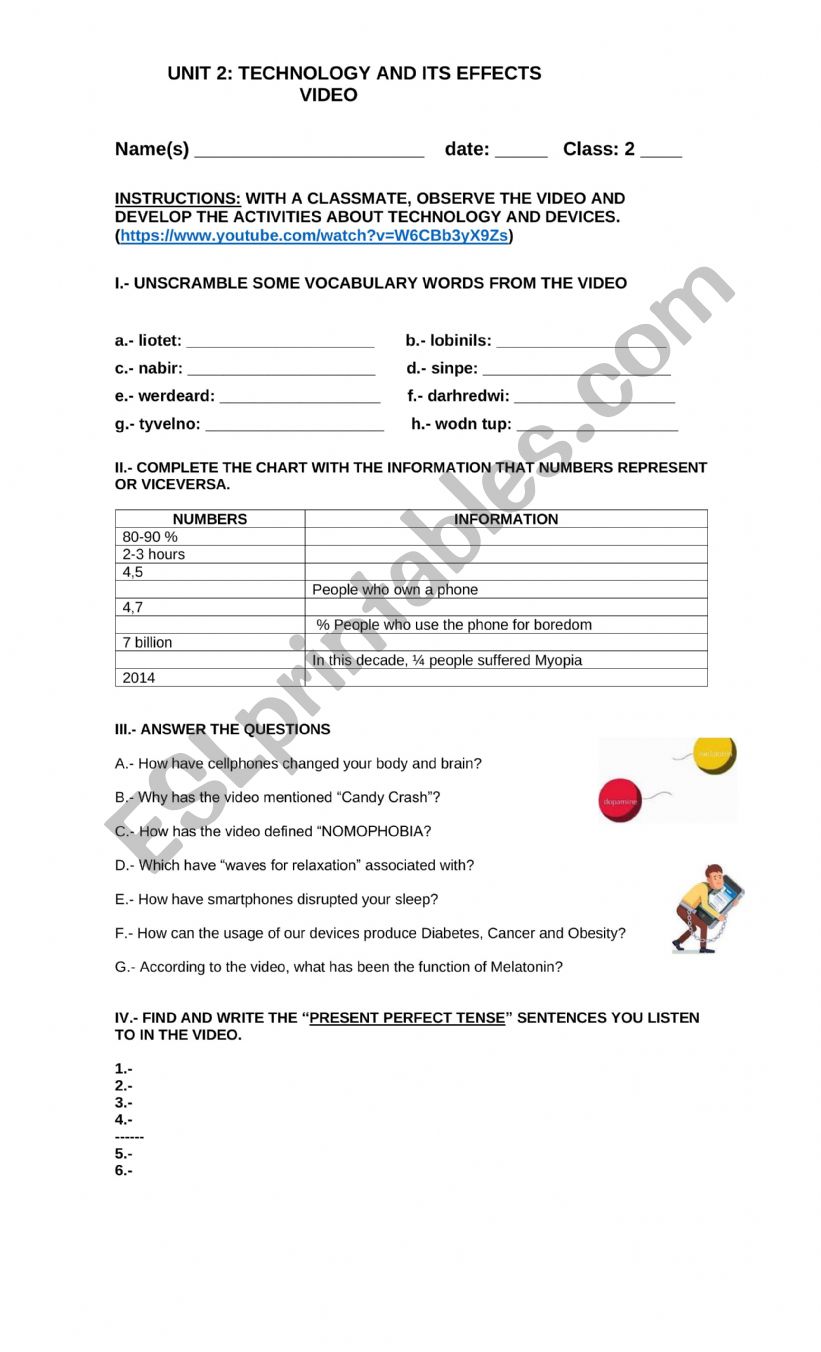 English worksheets: Technology and its effects