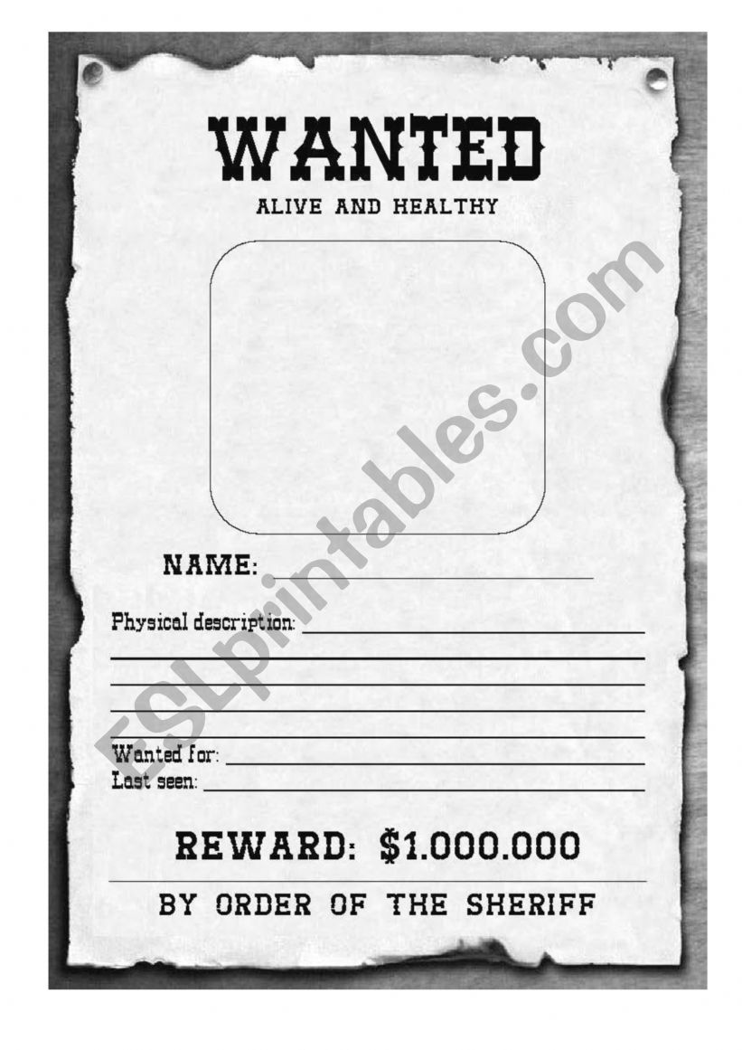 English worksheets: Wanted