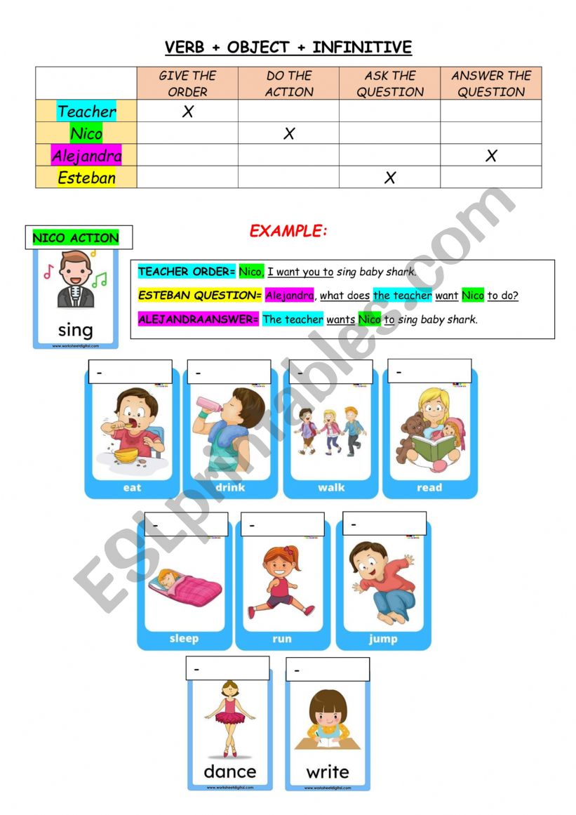 English worksheets: VERB+OBJECT+INFINITIVE
