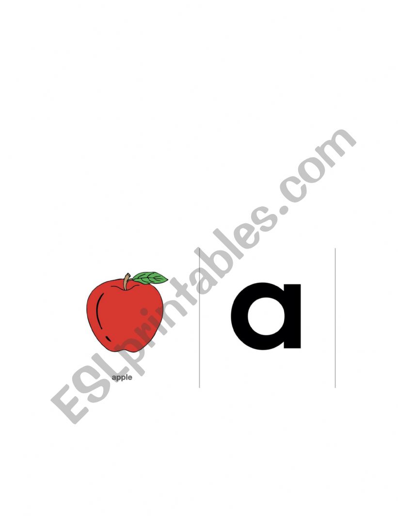 English worksheets: a lowercase flashcards