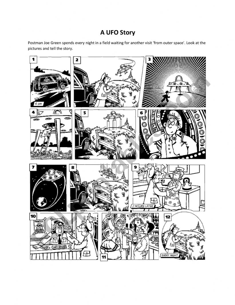 English worksheets: A UFO Story