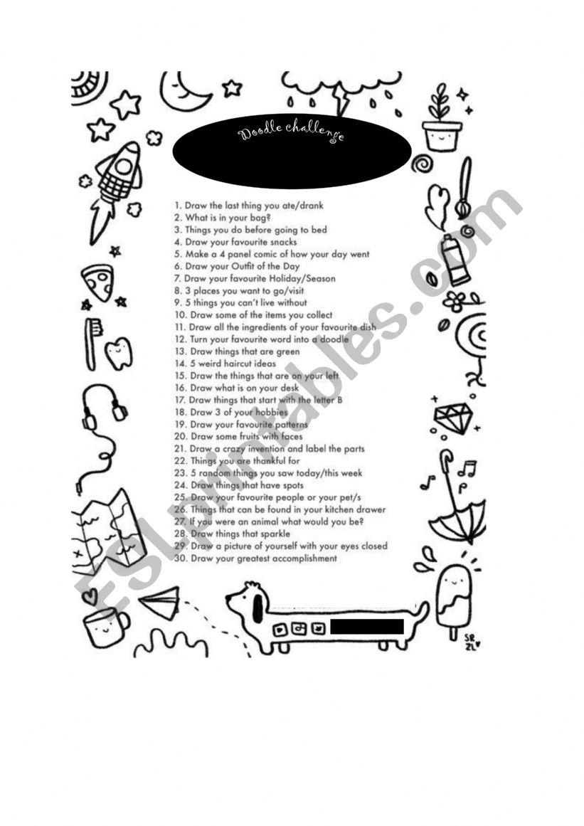 English worksheets: Doodle Challenge