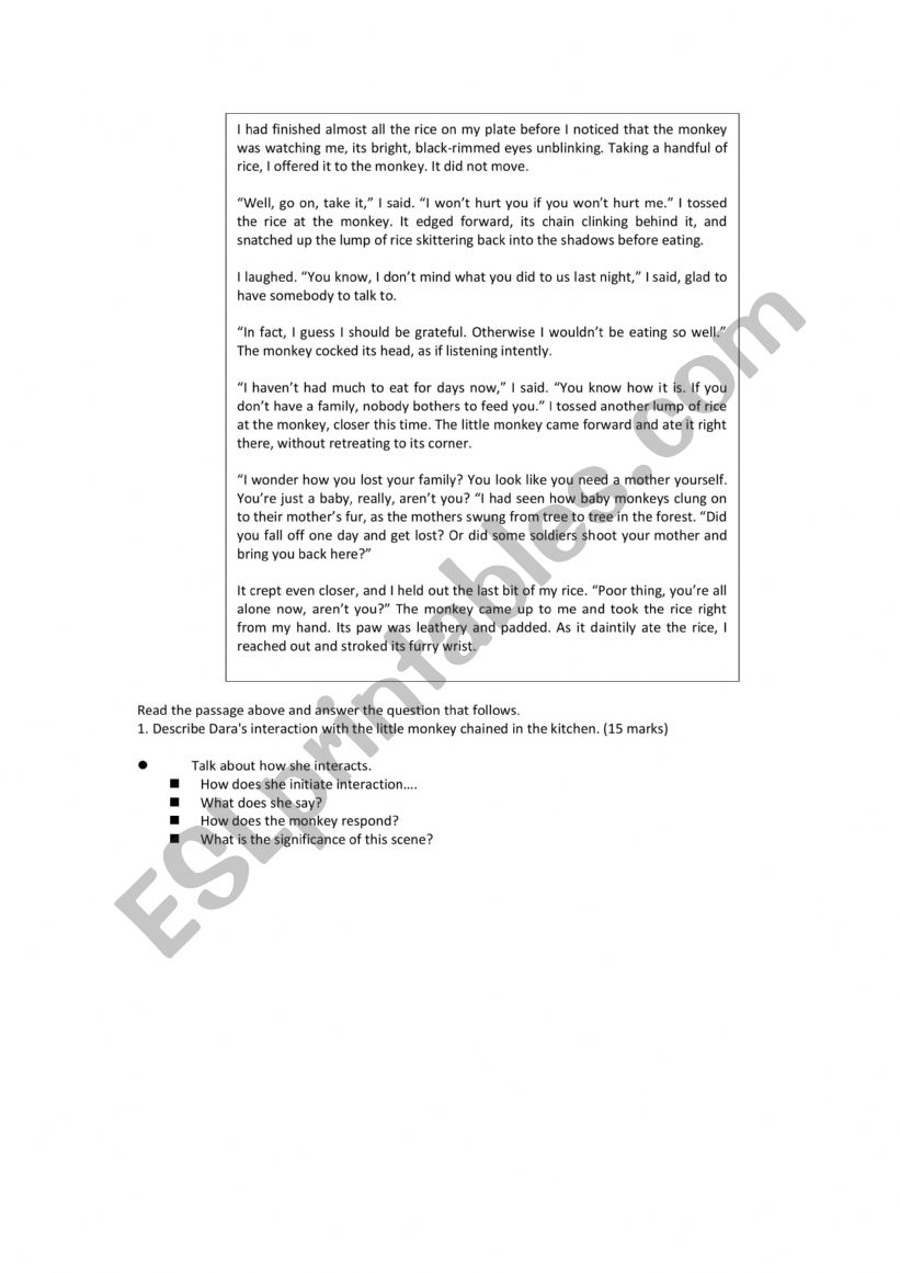 English worksheets: clay marble - reading