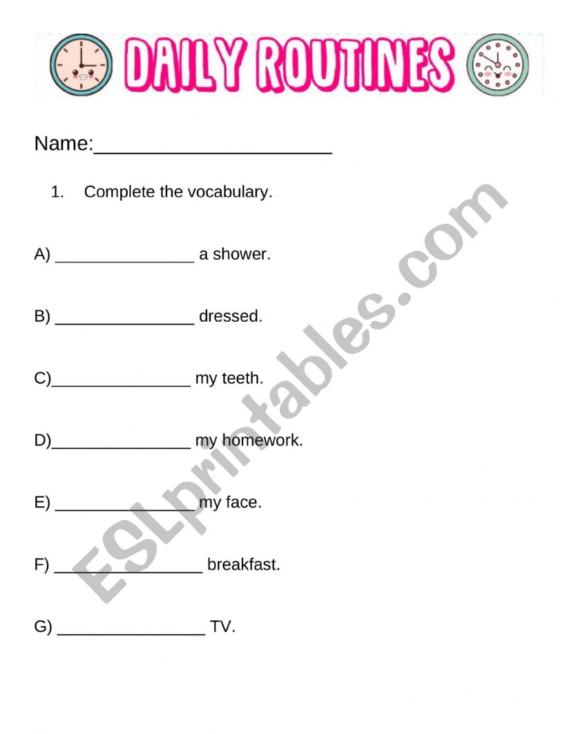 English worksheets: Daily routine worksheet