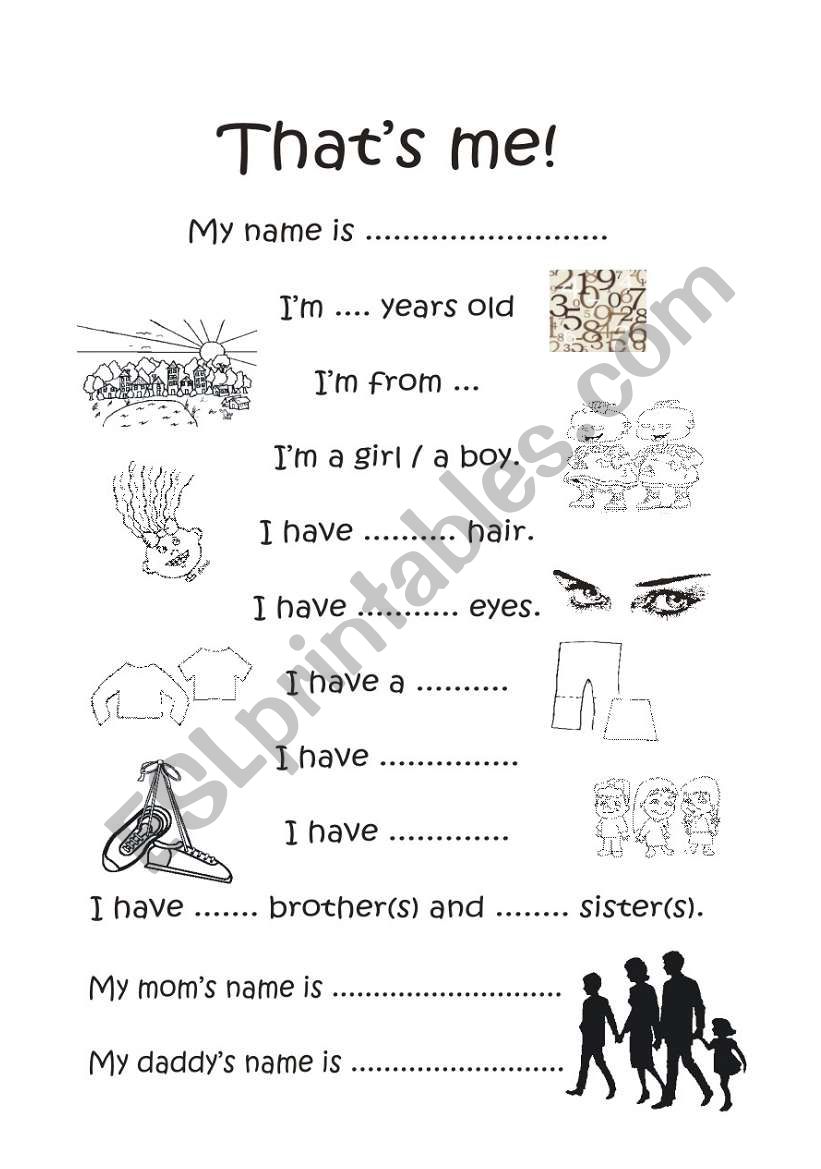 That´s me - ESL worksheet by schlumpf8
