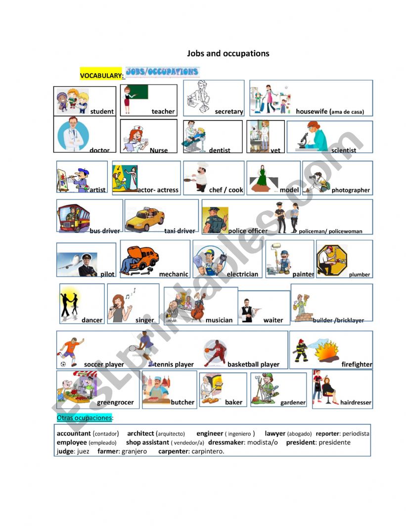 English worksheets: Jobs & Professions