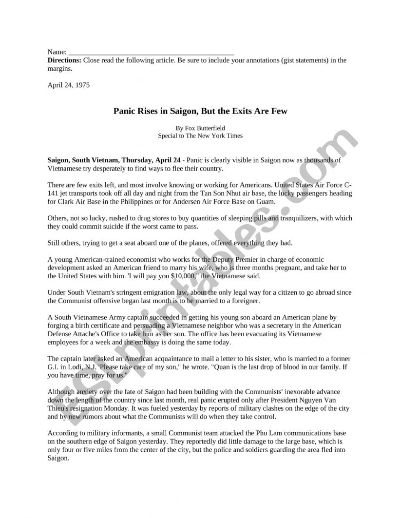 English worksheets: Inside out and Back again Assignment