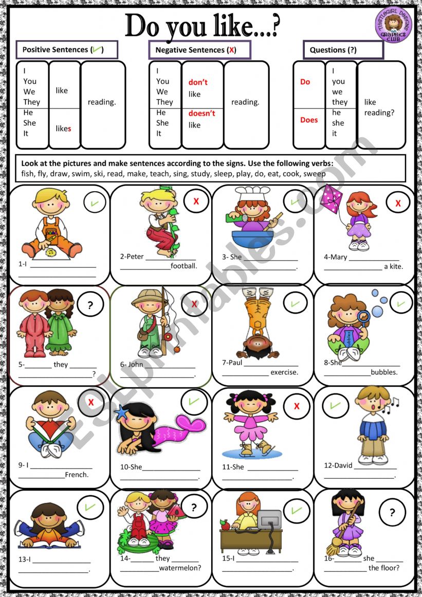 English worksheets: do you like?