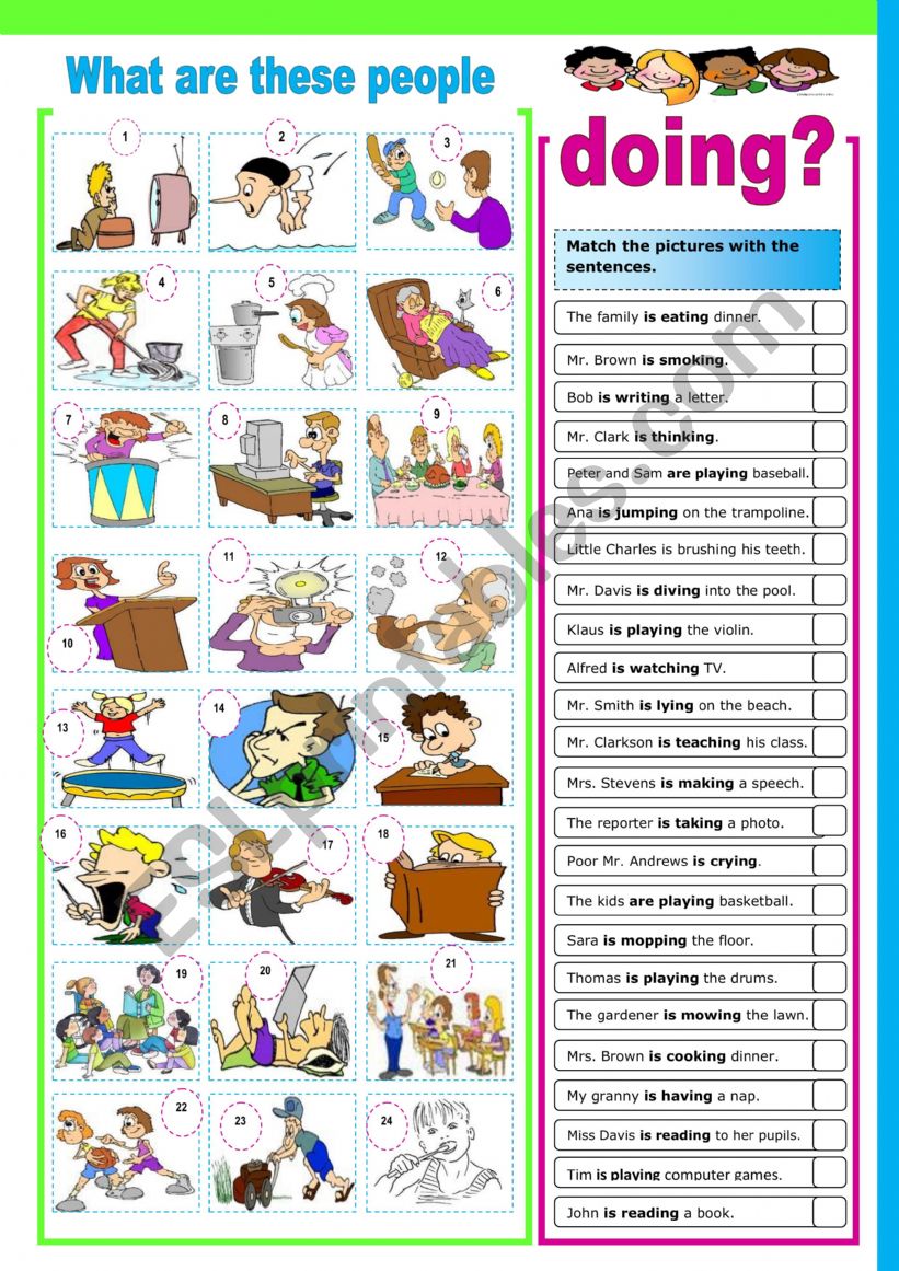 English Worksheets Present Continuous