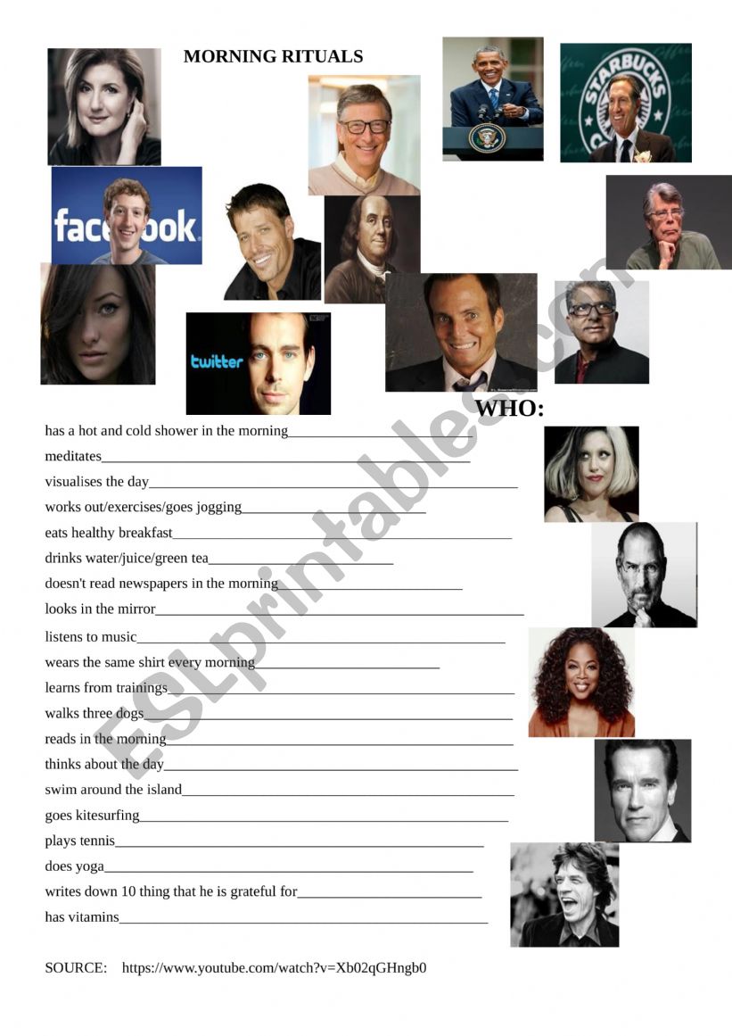 English worksheets: morning routine