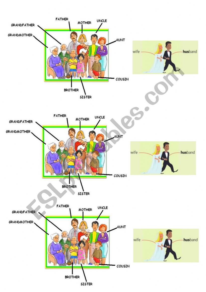 English worksheets: Vocabulaire de la famille
