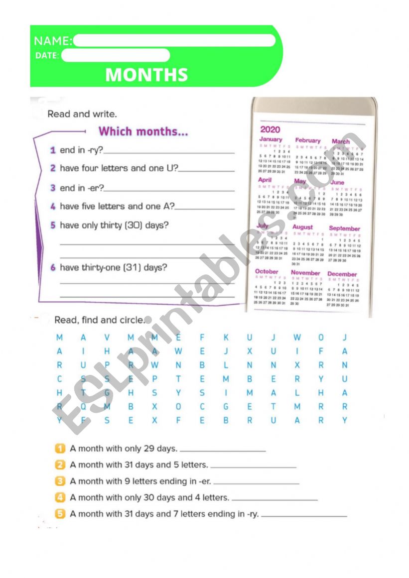 English worksheets: Months
