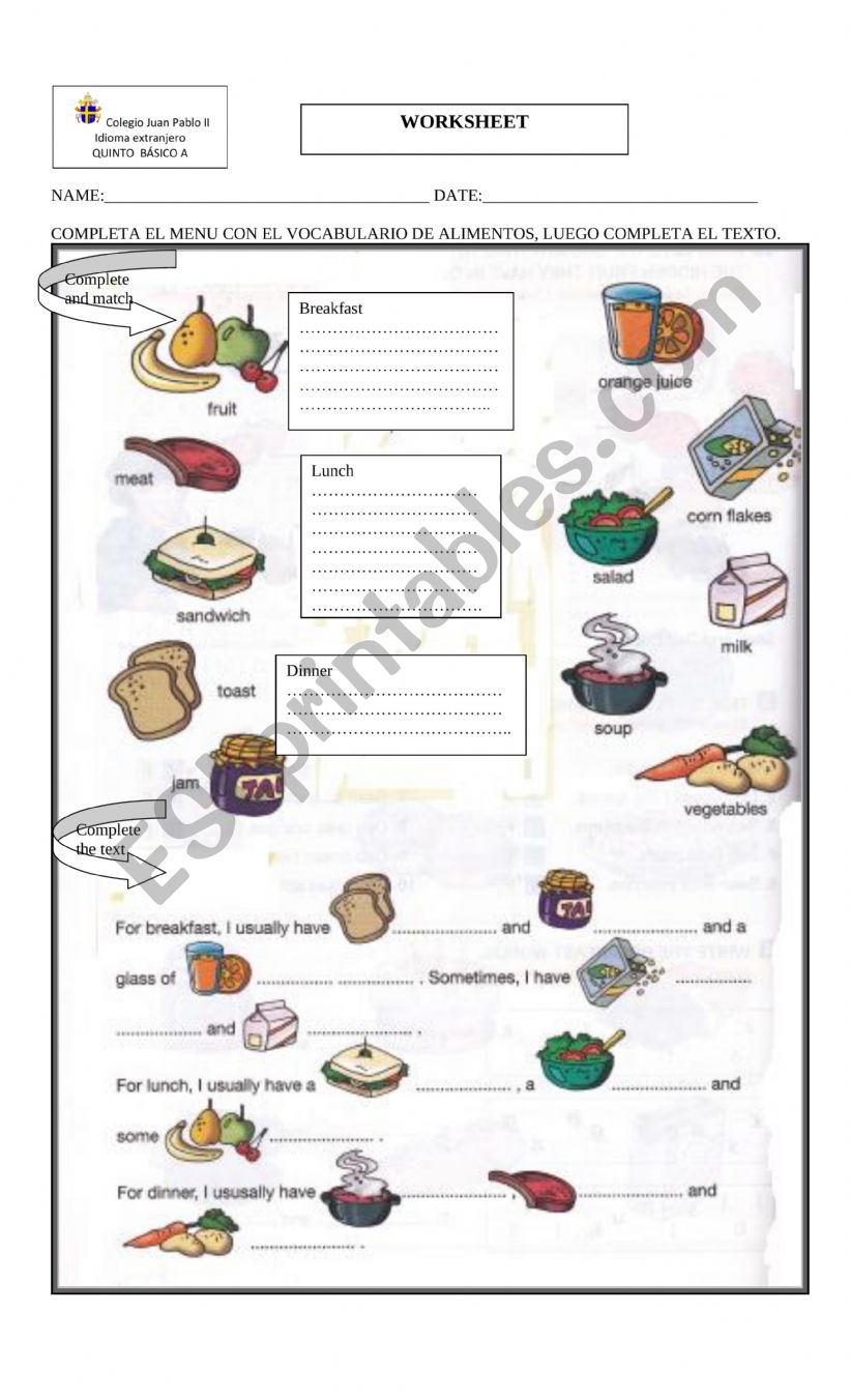 English worksheets: FOOD