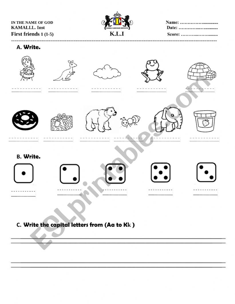 Basic alphabet and colors - ESL worksheet by kamali-li