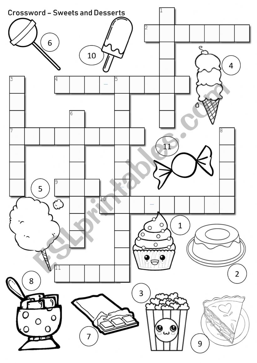 Crossword – Sweets and Desserts - ESL worksheet by anamariaamt