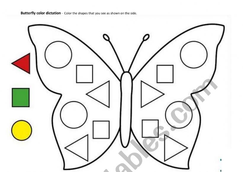 Color dictation - Shapes - ESL worksheet by Ipek Dilara
