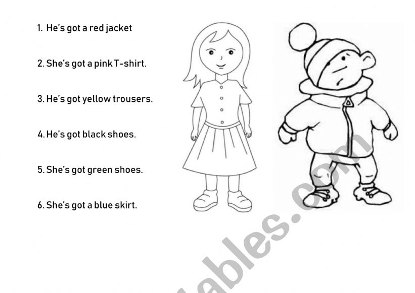 Heï¿½s got, sheï¿½s got, clothes, Kidï¿½s box 1 unit 8 - ESL worksheet ...