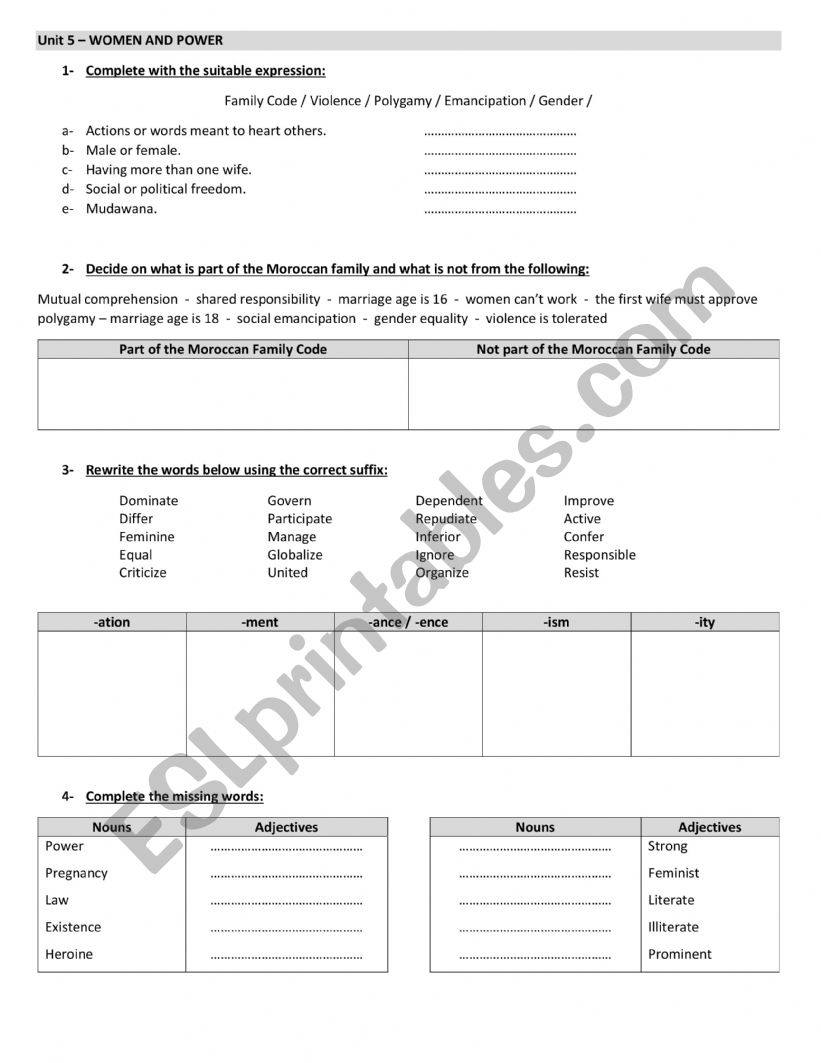 Woman and power activities