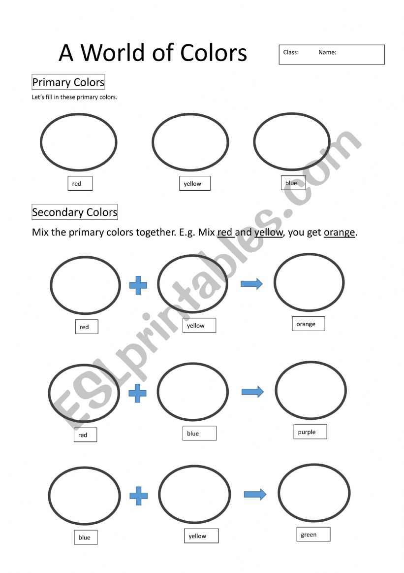 A world of color - ESL worksheet by EllenYu
