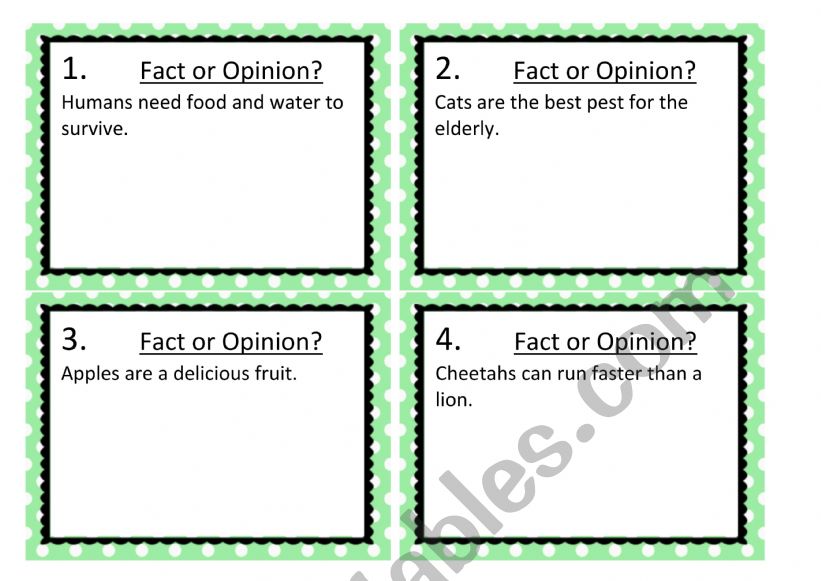 English worksheets: Fact and Opinion