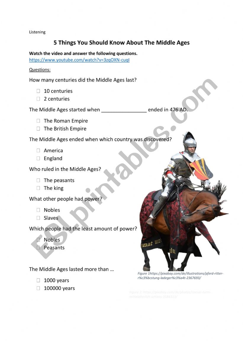 Listening: 5 Things You Should Know About The Middle Ages - ESL ...
