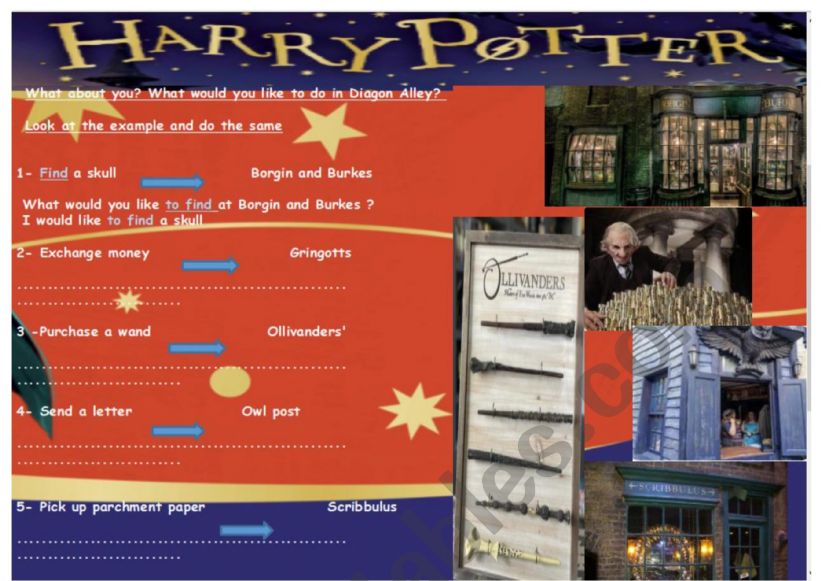 What would you like to do in Diagon Alley? - ESL worksheet by utilisateur