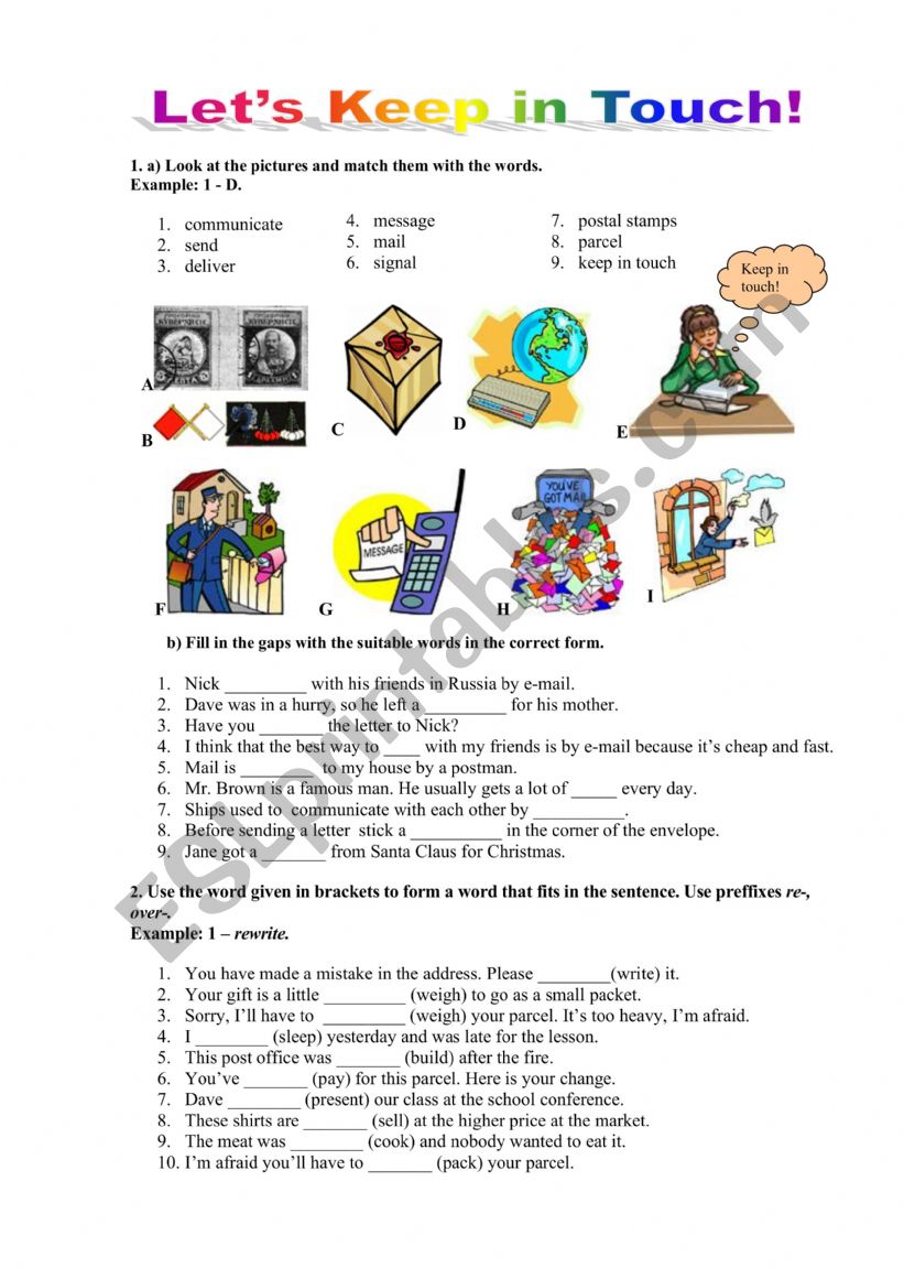 LetÂ´s keep in touch - ESL worksheet by 70Anatoly