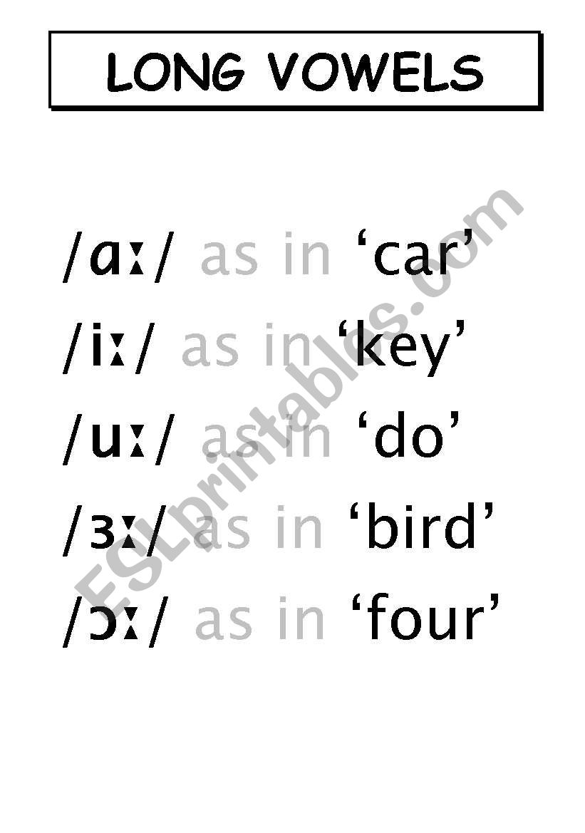 Phonetics Long Vowels ESL Worksheet By TheSilentMan