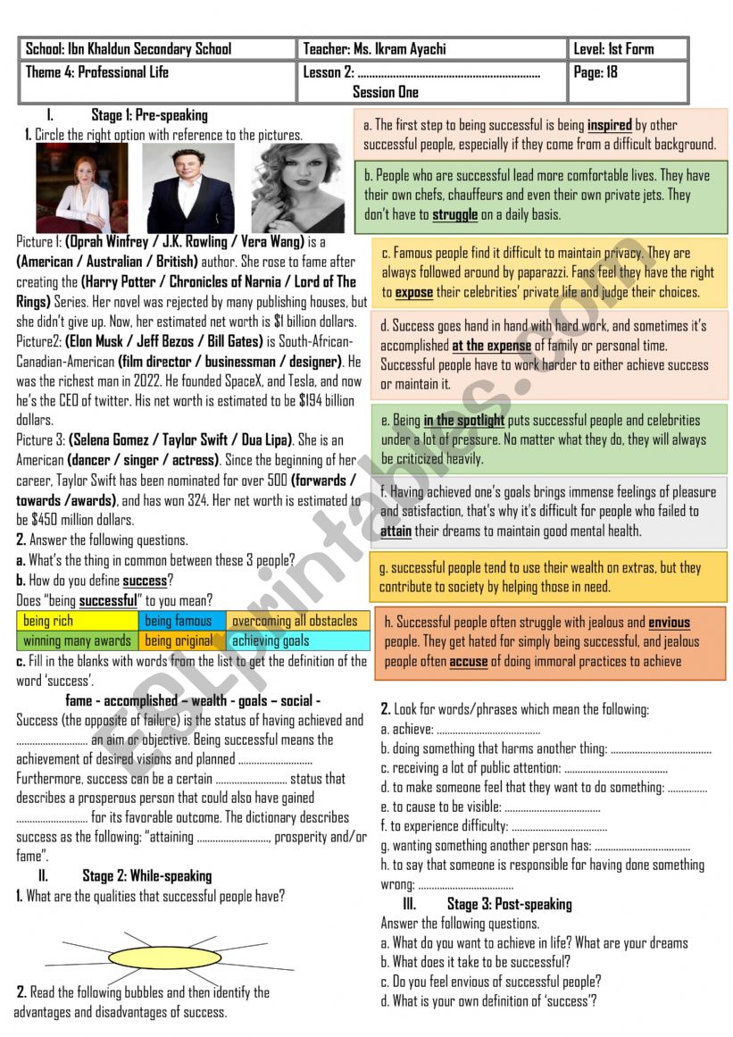 1st Form - Lesson 2 - We´ve Made It to The Top - ESL worksheet by ...